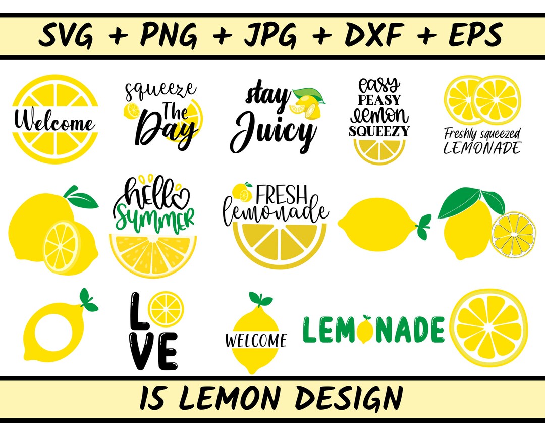 15 Design Lemon Svg Bundle, Lemonade Svg, Hello Summer Svg, Lemon Slice ...