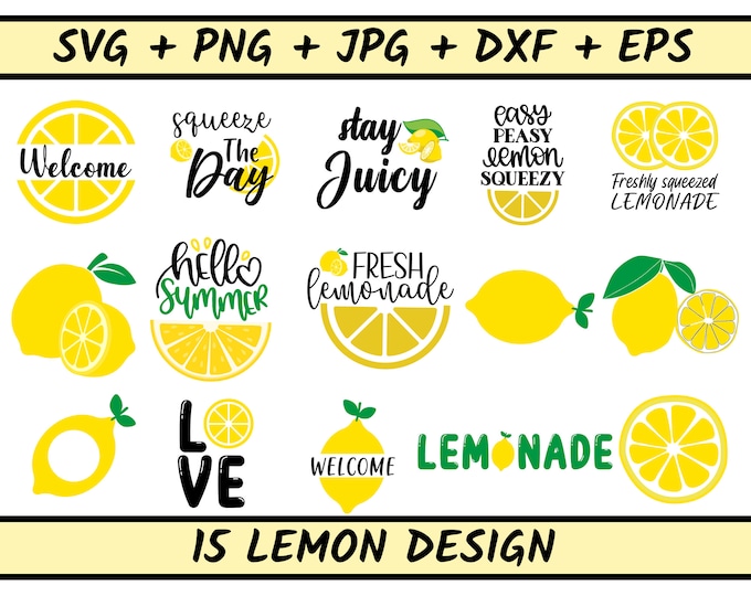 Lemon SVG Bundle: Summer Clipart, Vector Designs (digital Download ...