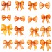 29 Watercolor Orange Bows Clipart PNG Bundle, Coquette Bow Clipart ...