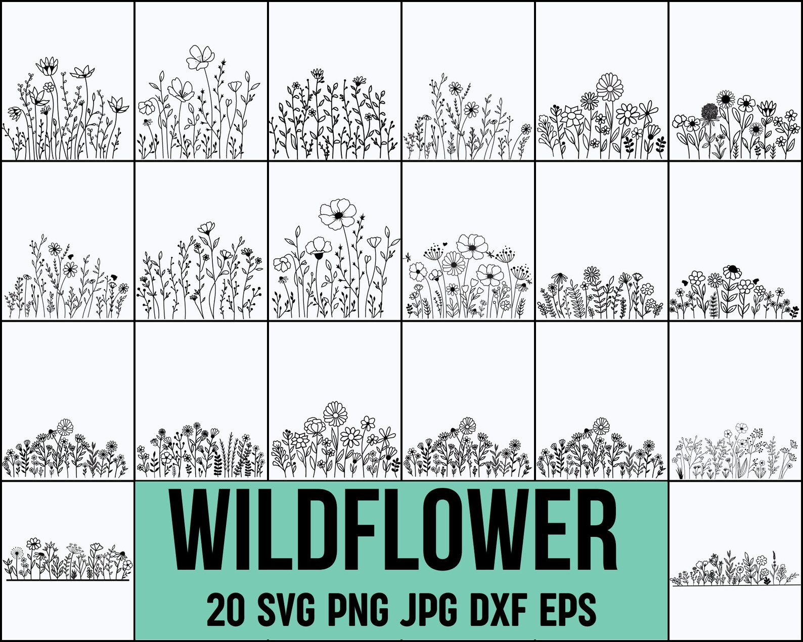 Wildflowers Svg Wild Flower Svg Bouquet Svg Floral Svg Etsy