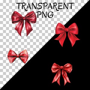 26 Watercolor Red Bows Clipart PNG Bundle, Coquette Bow Clipart, Cute ...