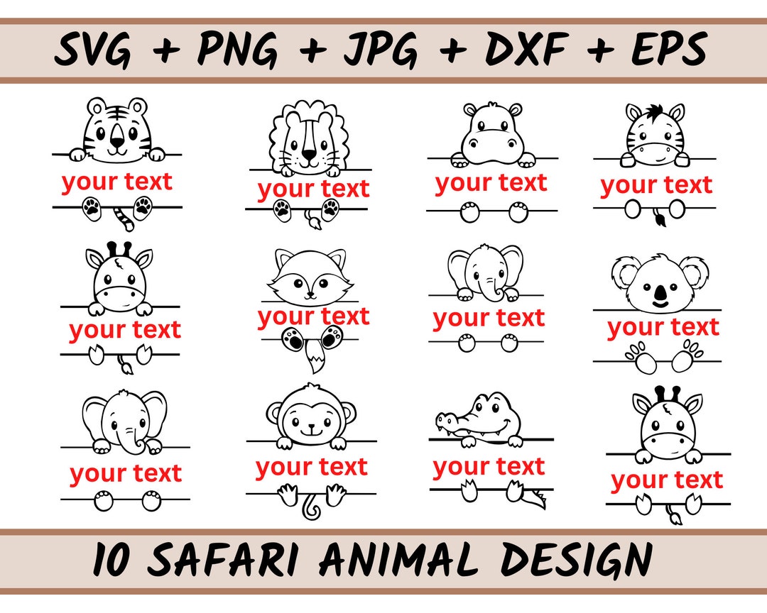 Split Safari Animals Safari Animals Outline Svg Safari - Etsy