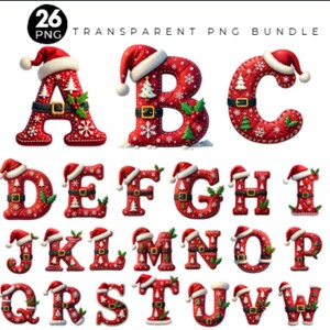 Christmas Alphabet PNG Mega Bundle, Festive Christmas Letters Clipart ...