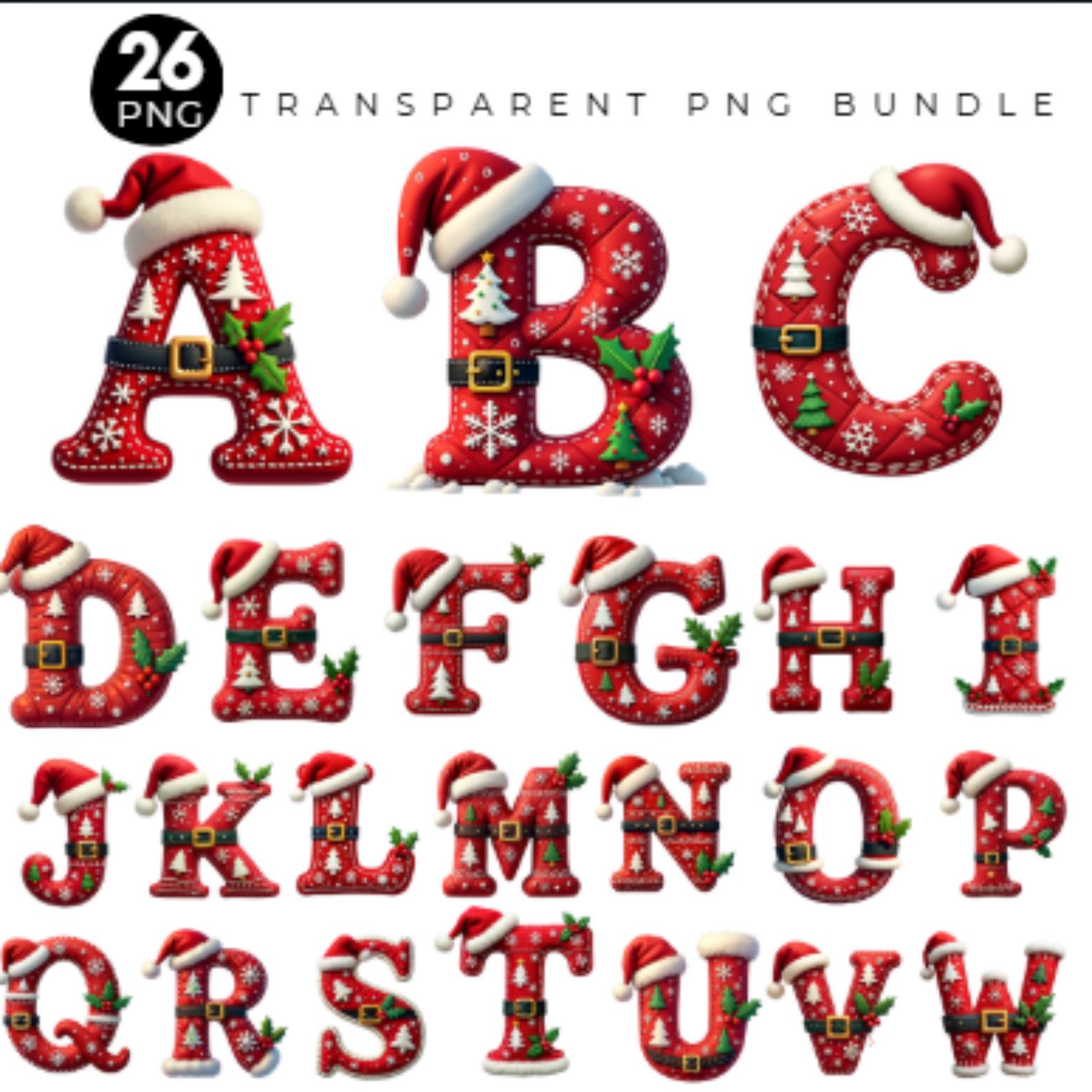 Christmas Alphabet PNG Mega Bundle, Festive Christmas Letters Clipart ...
