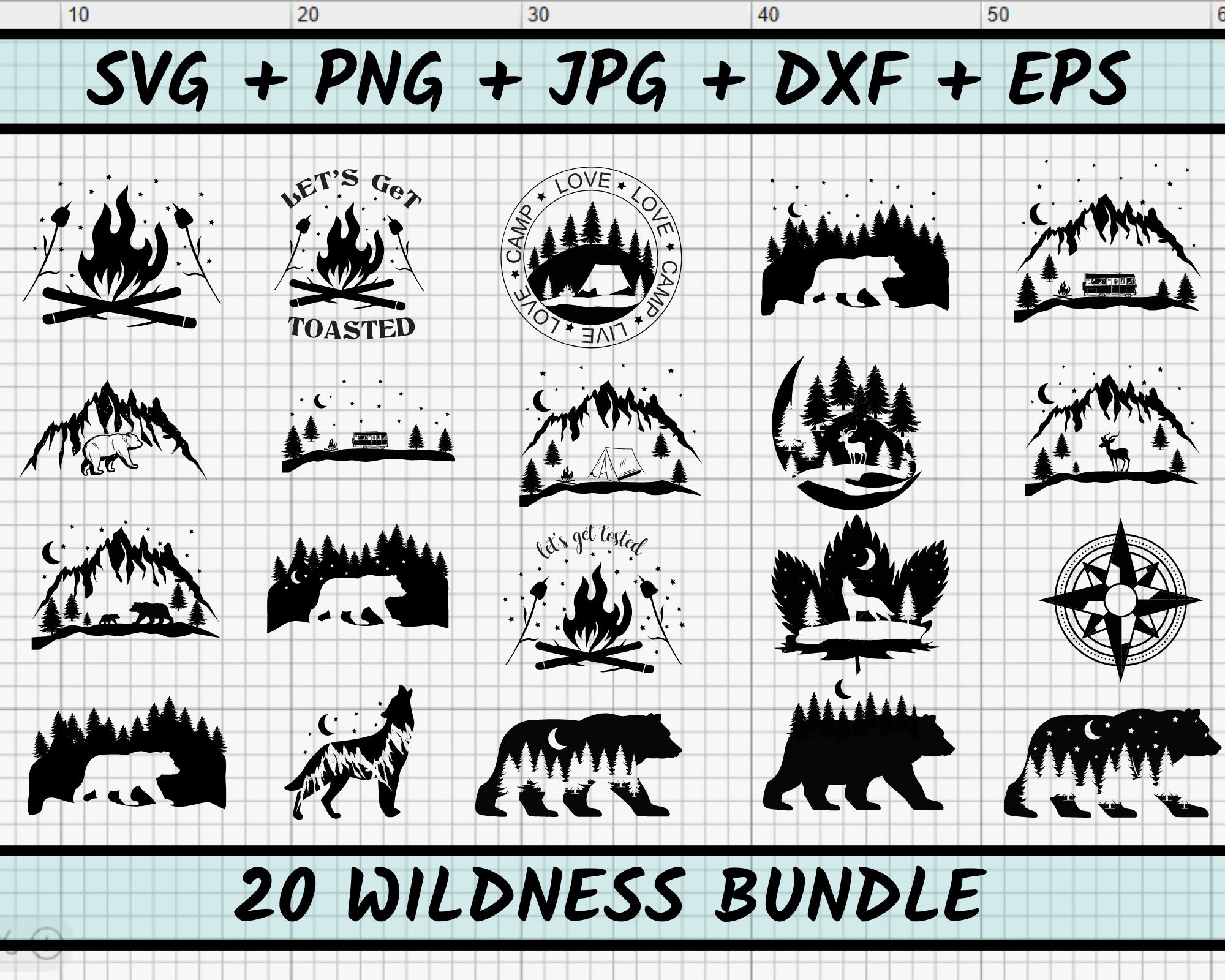 Wilderness Svg Bear Svg Wilderness Silhouette Pack Bear in - Etsy Canada