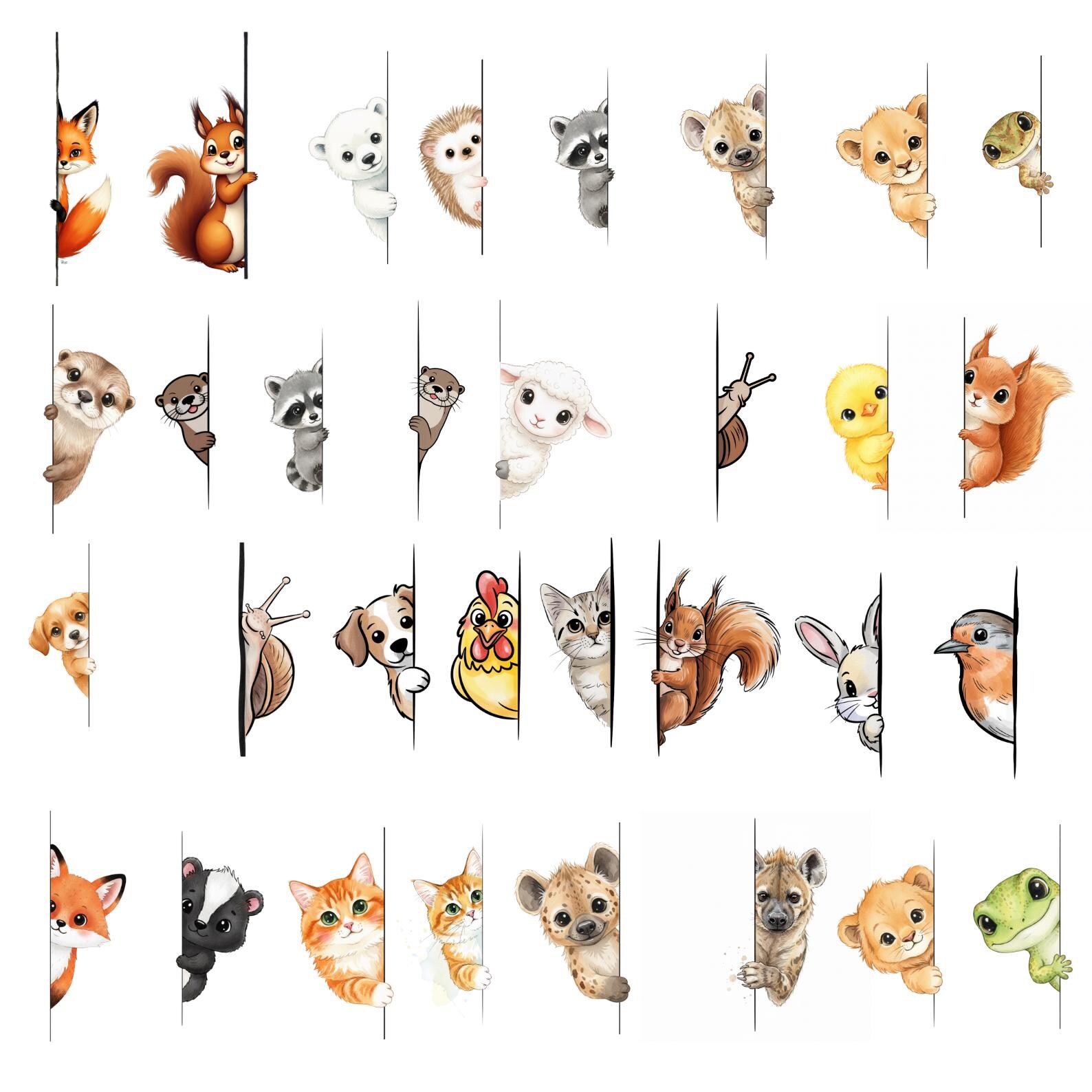70 Peeking Animals Clipart Bundle, Animal Faces, Woodland Creatures ...