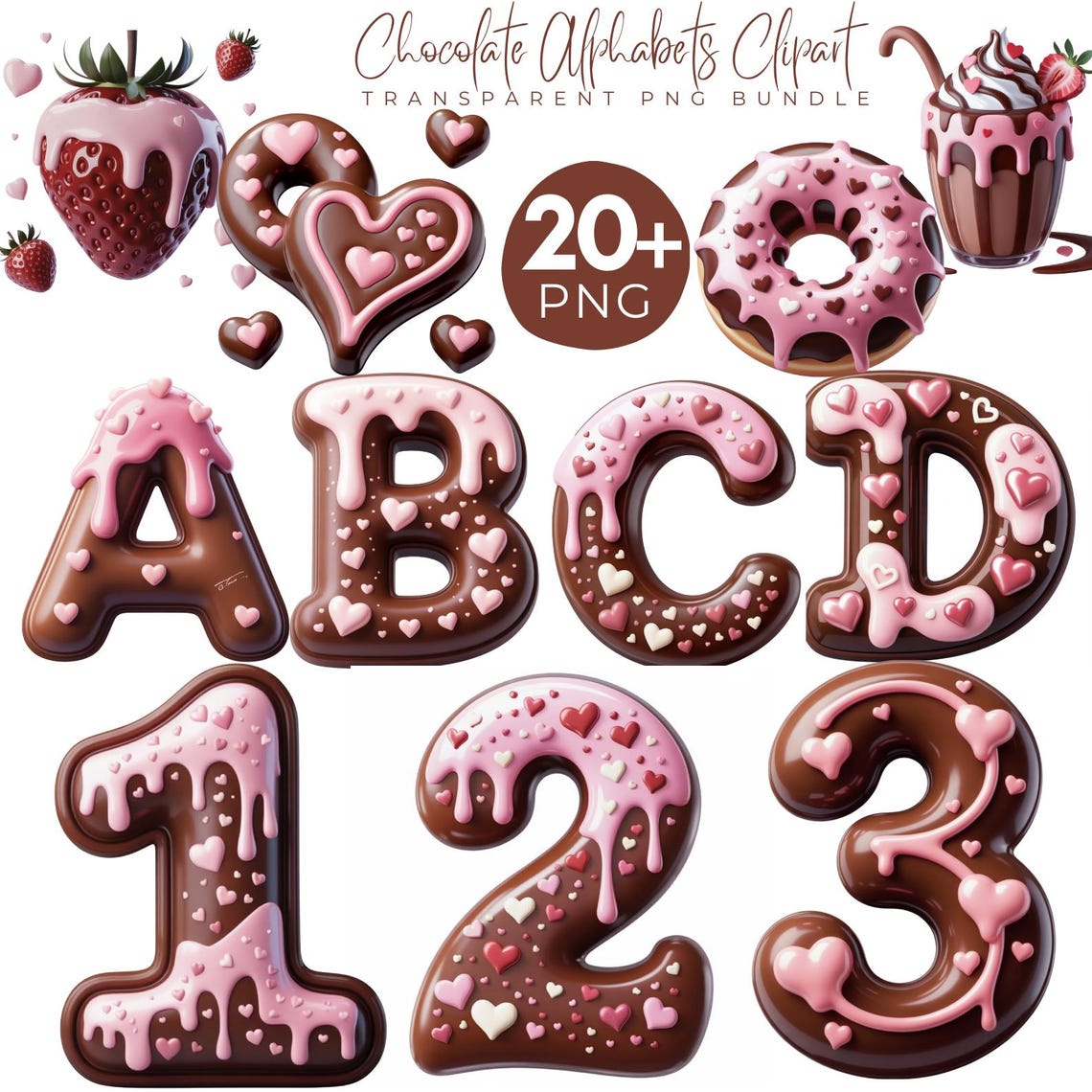 Chocolate Alphabet Clipart, Valentine’s Day Cute Letters, Romantic ...