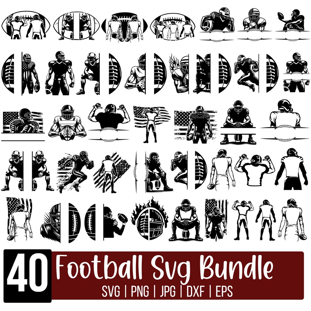 40 Football Player SVG Bundle, Football Svg, Custom Football Name ...