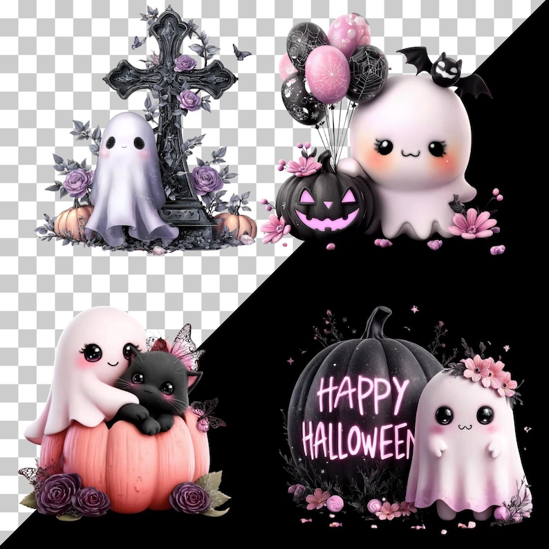 89 Pastel Goth Halloween PNG Bundle, Pink and Black Halloween Clipart ...