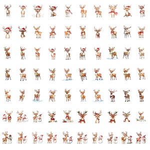 250+ Quirky Reindeer Clipart Bundle, Funny Reindeer PNG, Christmas ...