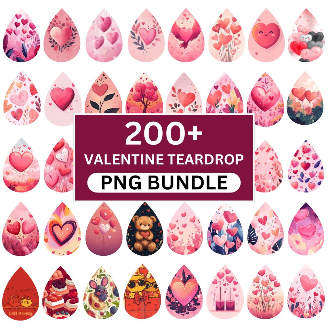 200+ Valentine Teardrop PNG Bundle, Teardrop Earrings Designs, Love ...
