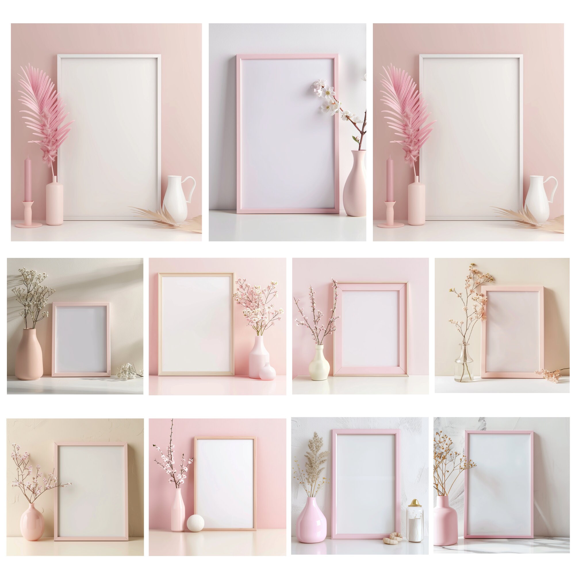 100 Frames Set Mockup Bundle, Frames Mockup for Digital Art Display ...