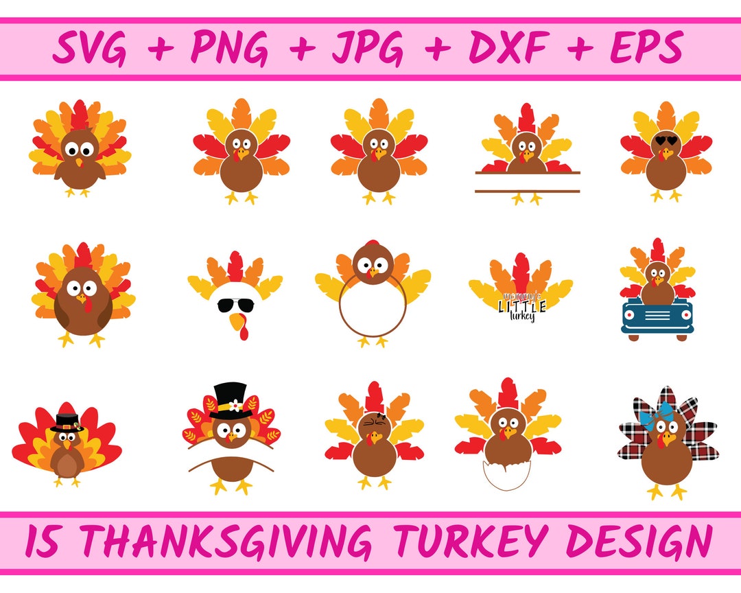 Thanksgiving Turkey Svg Bundle Cute Turkey Svg Happy Turkey - Etsy