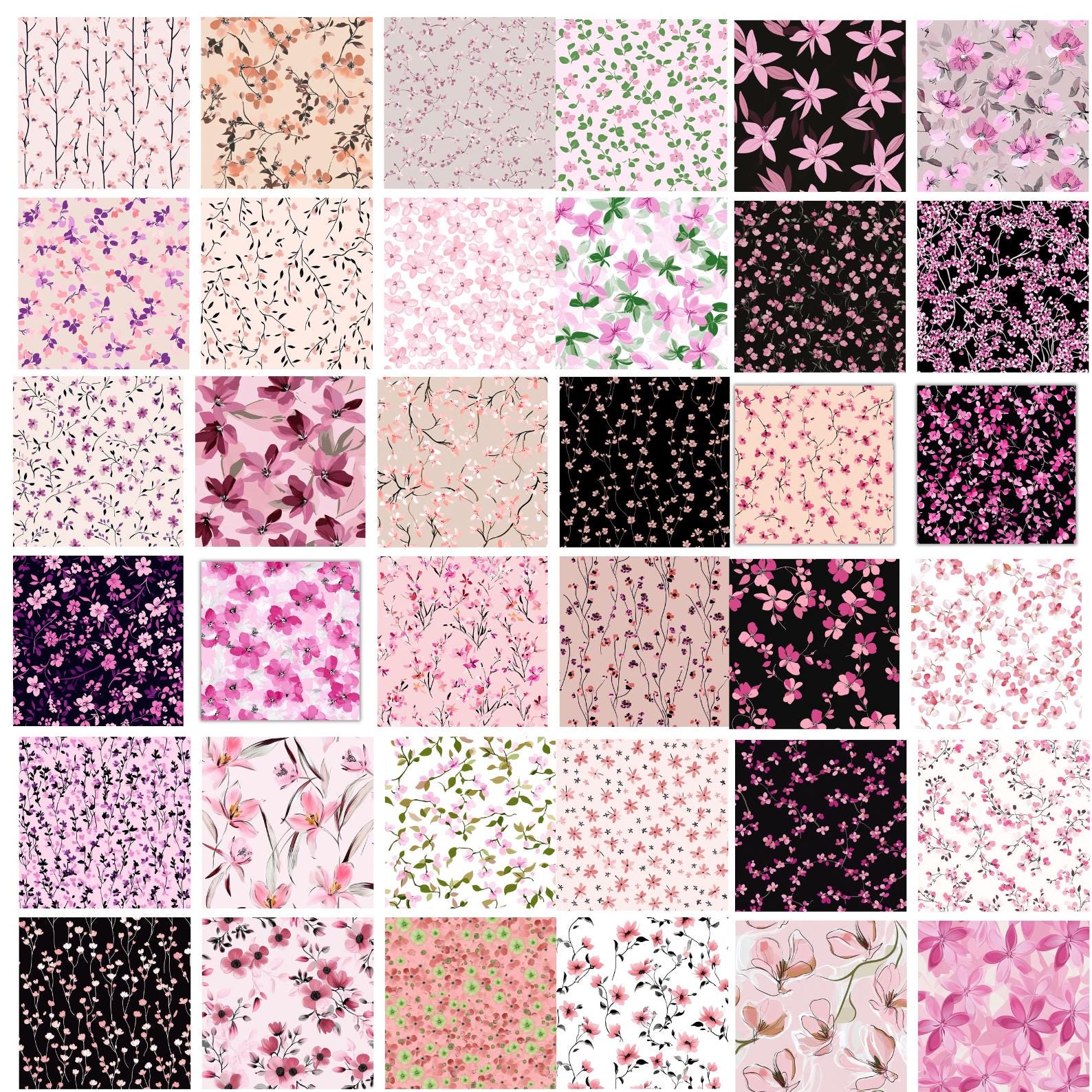 150+ Watercolor Floral Digital Paper Bundle, Seamless Flower Patterns ...