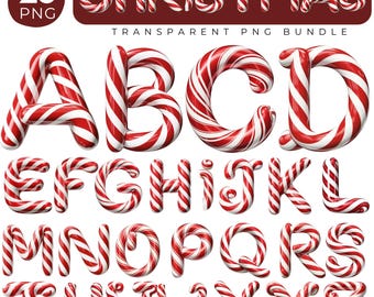 Candy Cane Christmas Alphabet PNG: Festive Letter Clipart Images ...