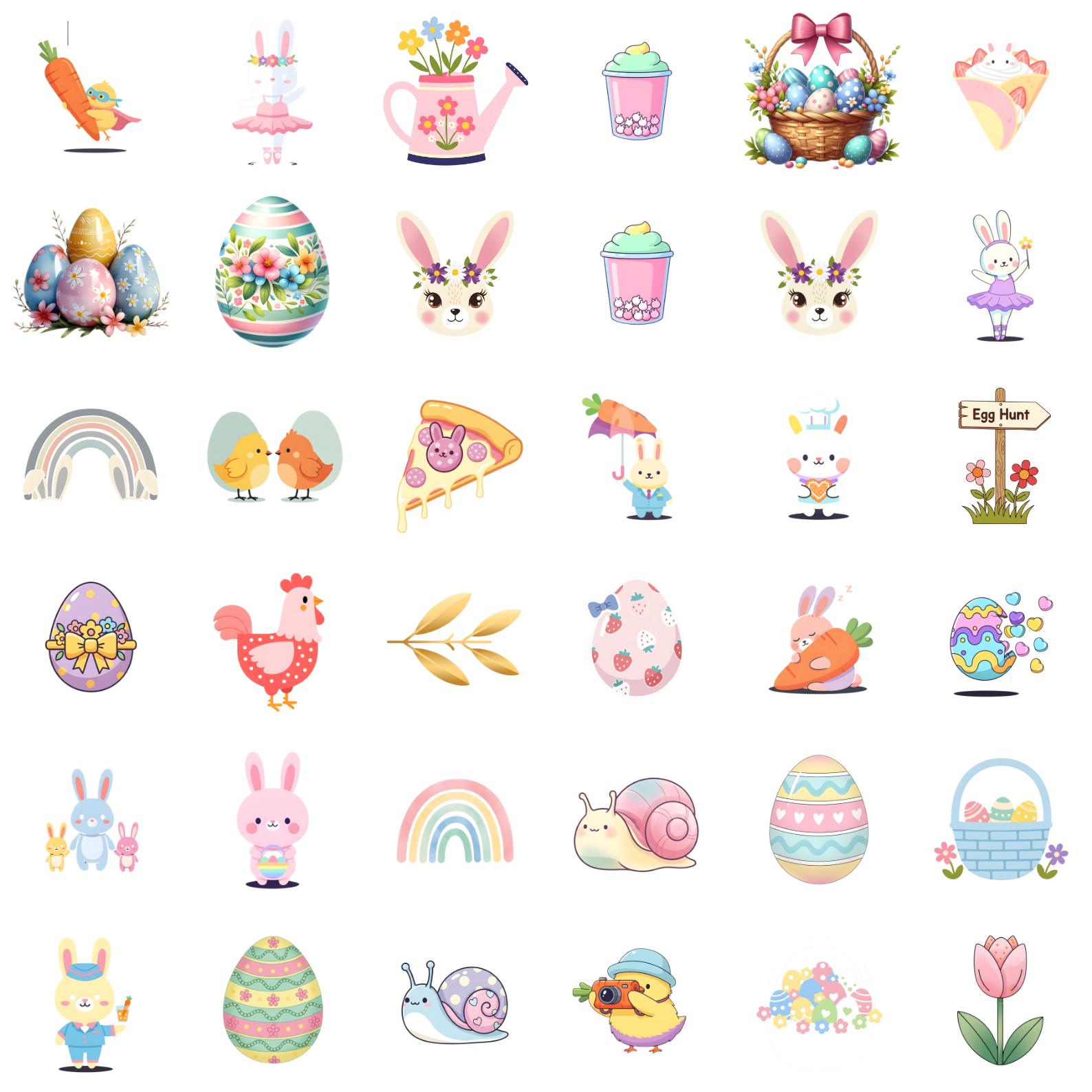 120+ Cute Little Easter Clipart Bundle, Spring Flowers Png, Bunnies ...