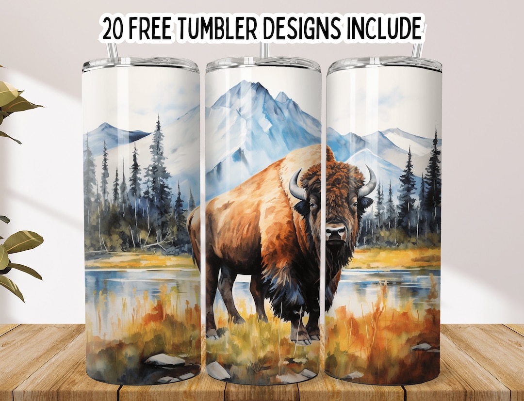 Buffalo 20oz Skinny Tumbler Wrap, Bison Straight and Seamless Tumbler ...