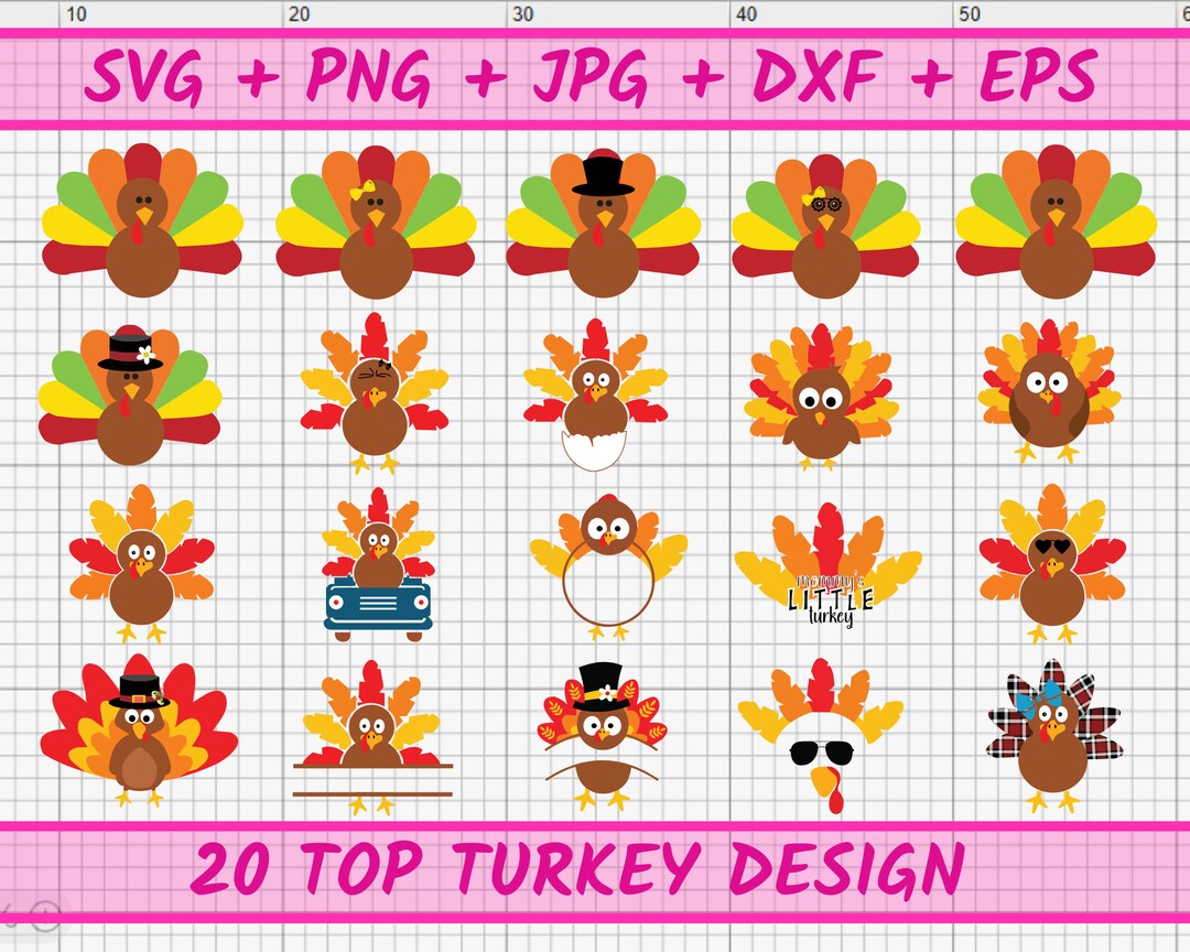 Thanksgiving Turkey Svg Bundle Turkey Face Svg Cute Turkey - Etsy