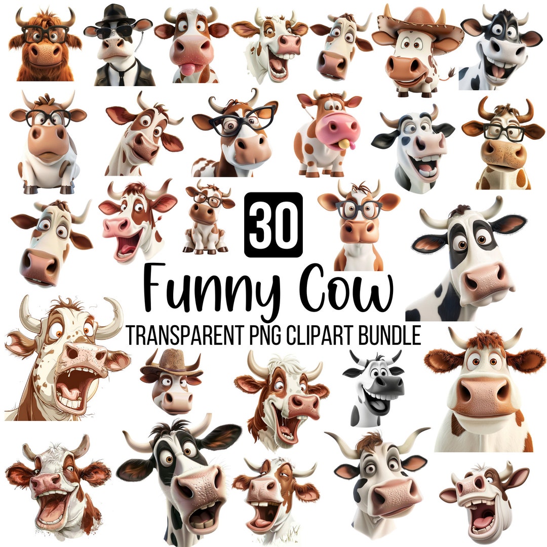30 Cute and Crazy Cow Clipart, Funny Cow Clipart PNG, Cute Animals ...