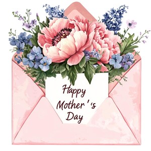 80+ Mothers Day Envelope Clipart, Floral Envelope PNG, Love Mom Letter ...