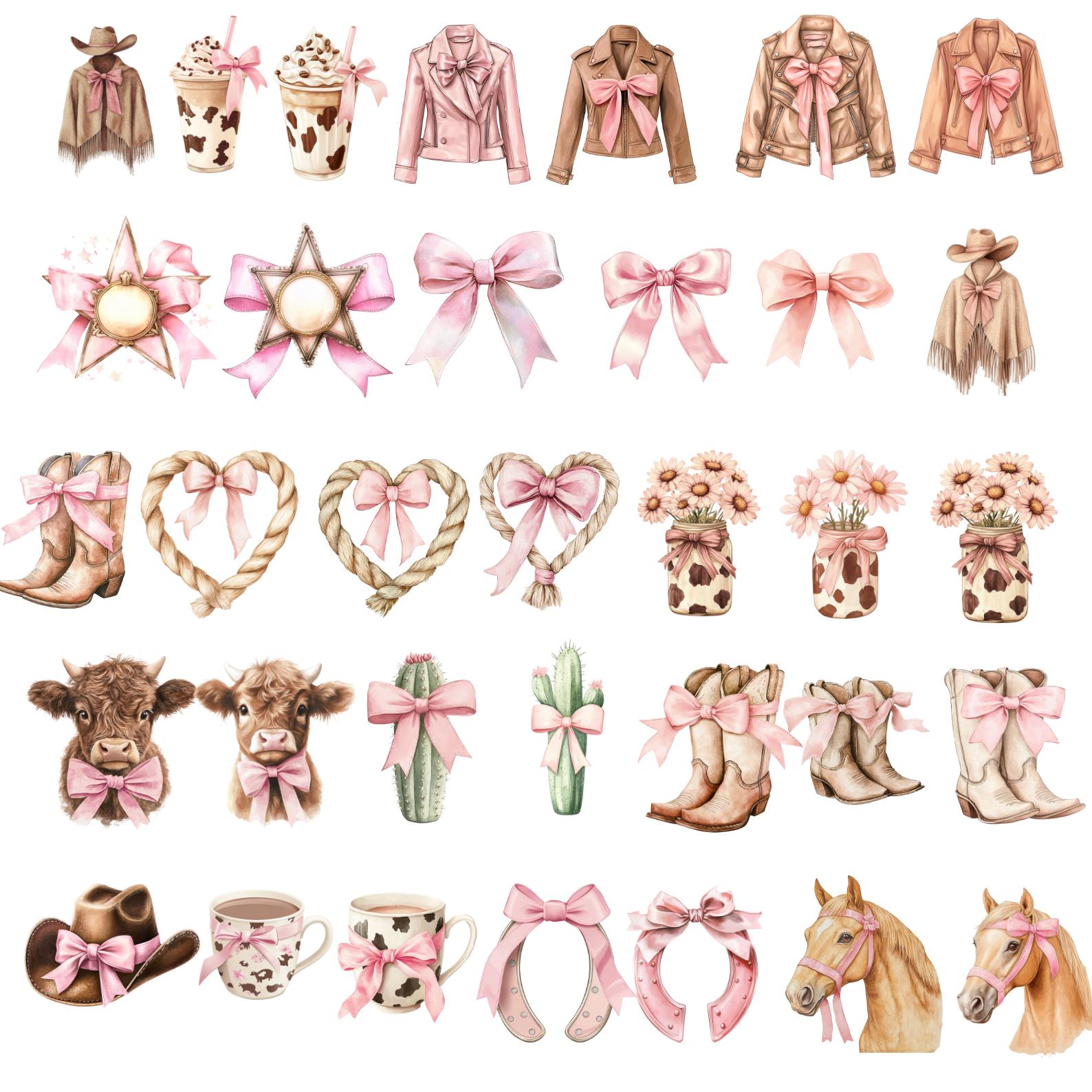 40 Western Coquette PNG Bundle, Western Coquette Bow Clipart, House ...
