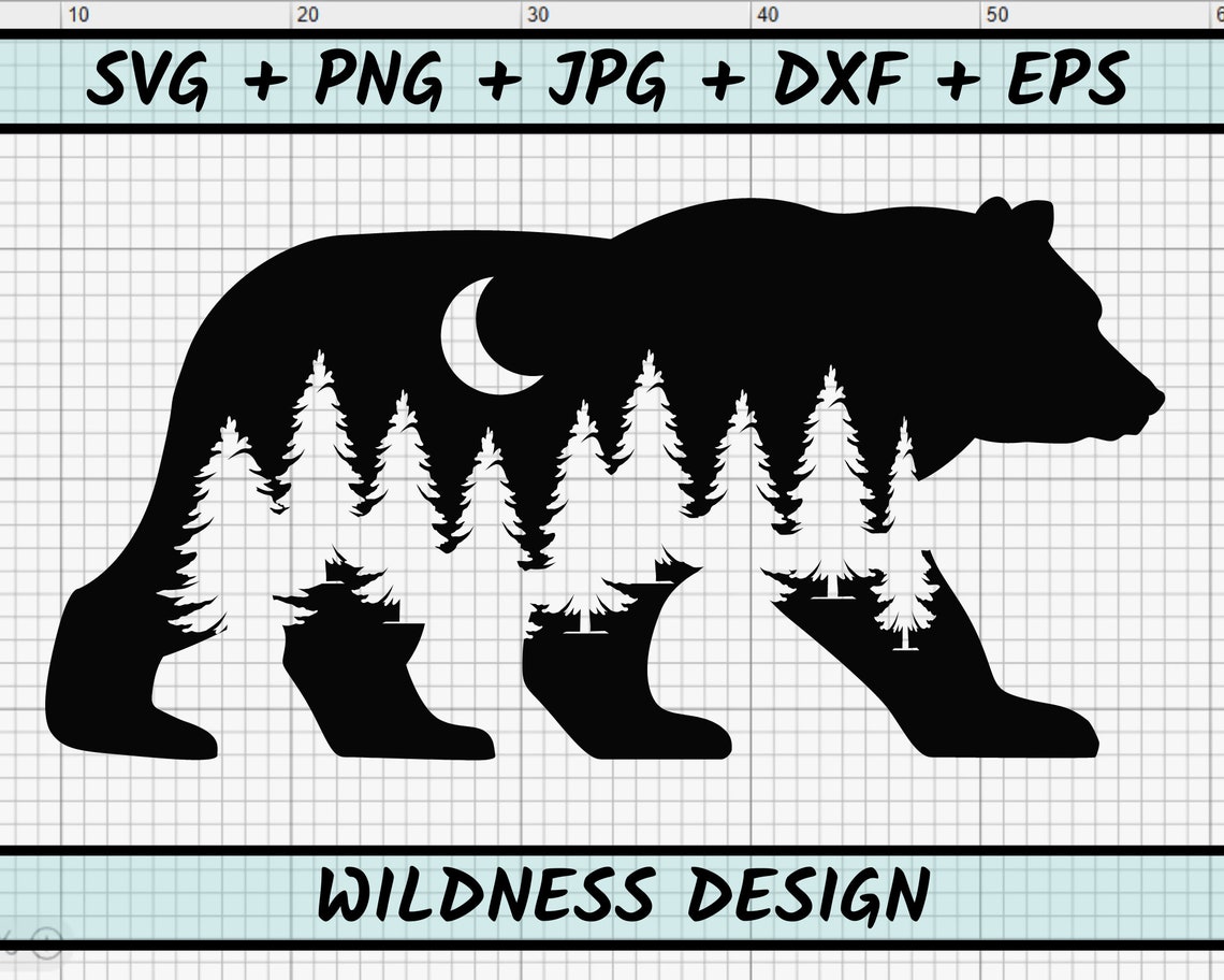 Bear SVG File Bear Silhouette Svg Bear Woods Svg Pine Trees - Etsy