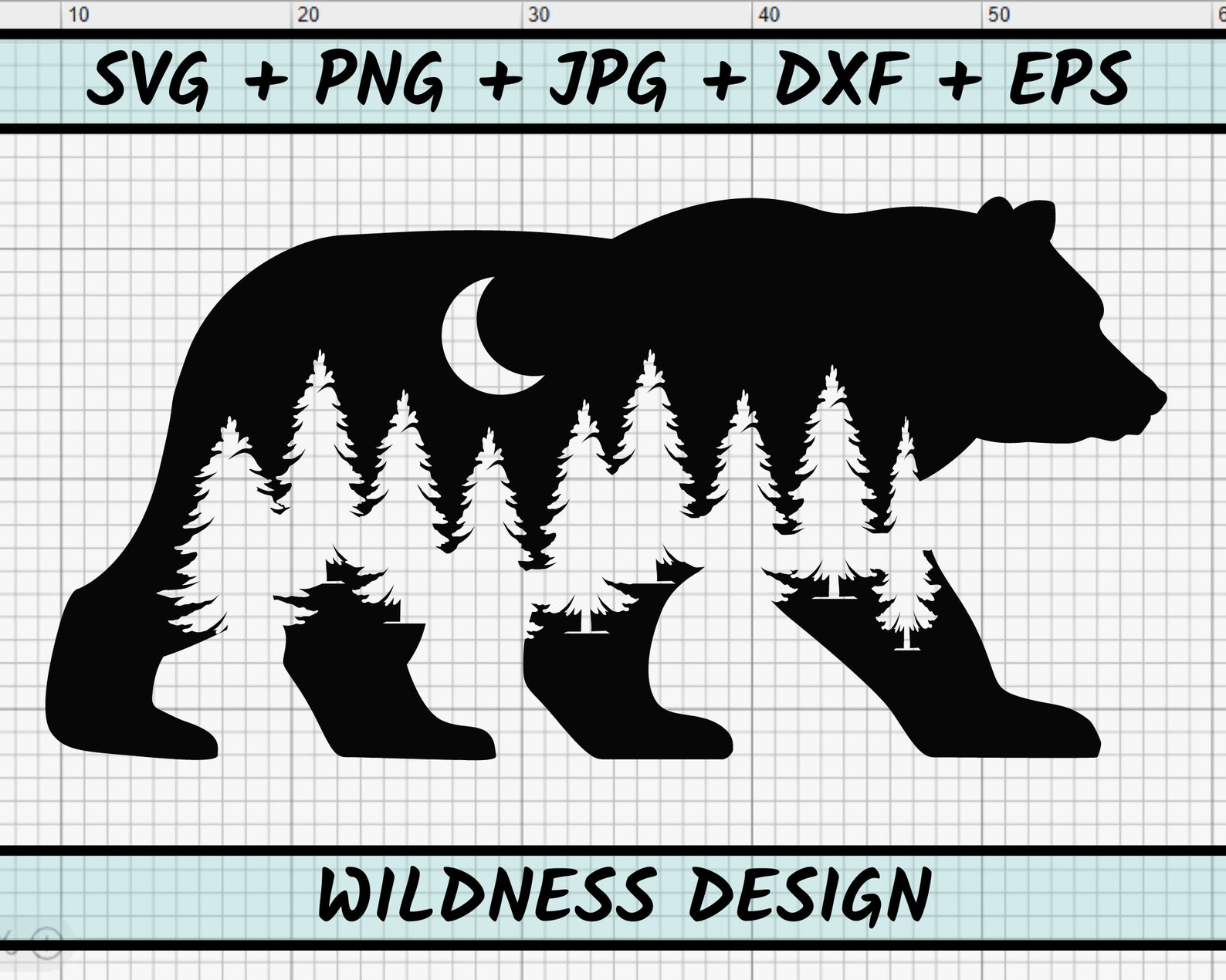 Bear SVG File Bear Silhouette Svg Bear Woods Svg Pine Trees - Etsy