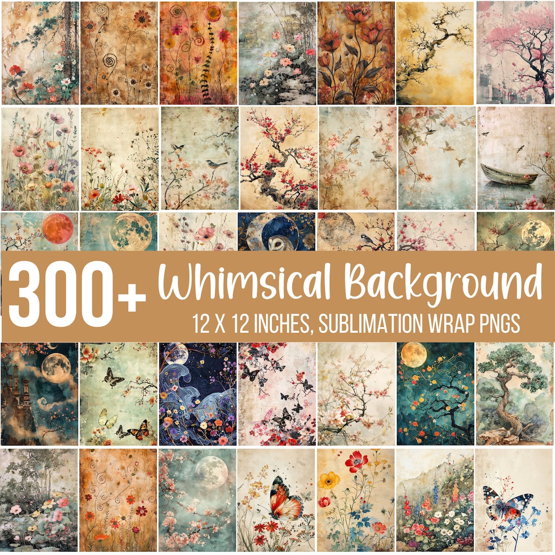 300 Whimsical & Floral Backgrounds Bundle, Watercolor Whimsy ...