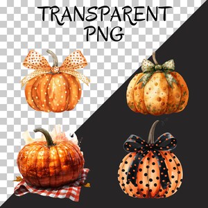50 Fall Pumpkins Clipart PNG Bundle, Autumn Watercolor Png, Halloween ...