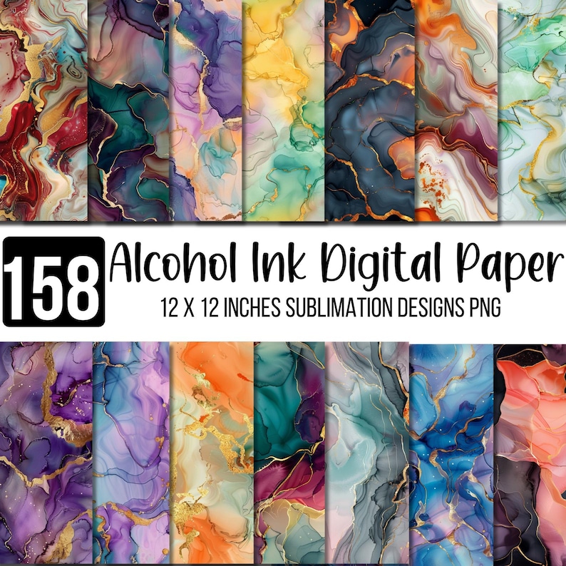 158 Alcohol Ink Digital Paper, Marble Background Bundle, Seamless ...
