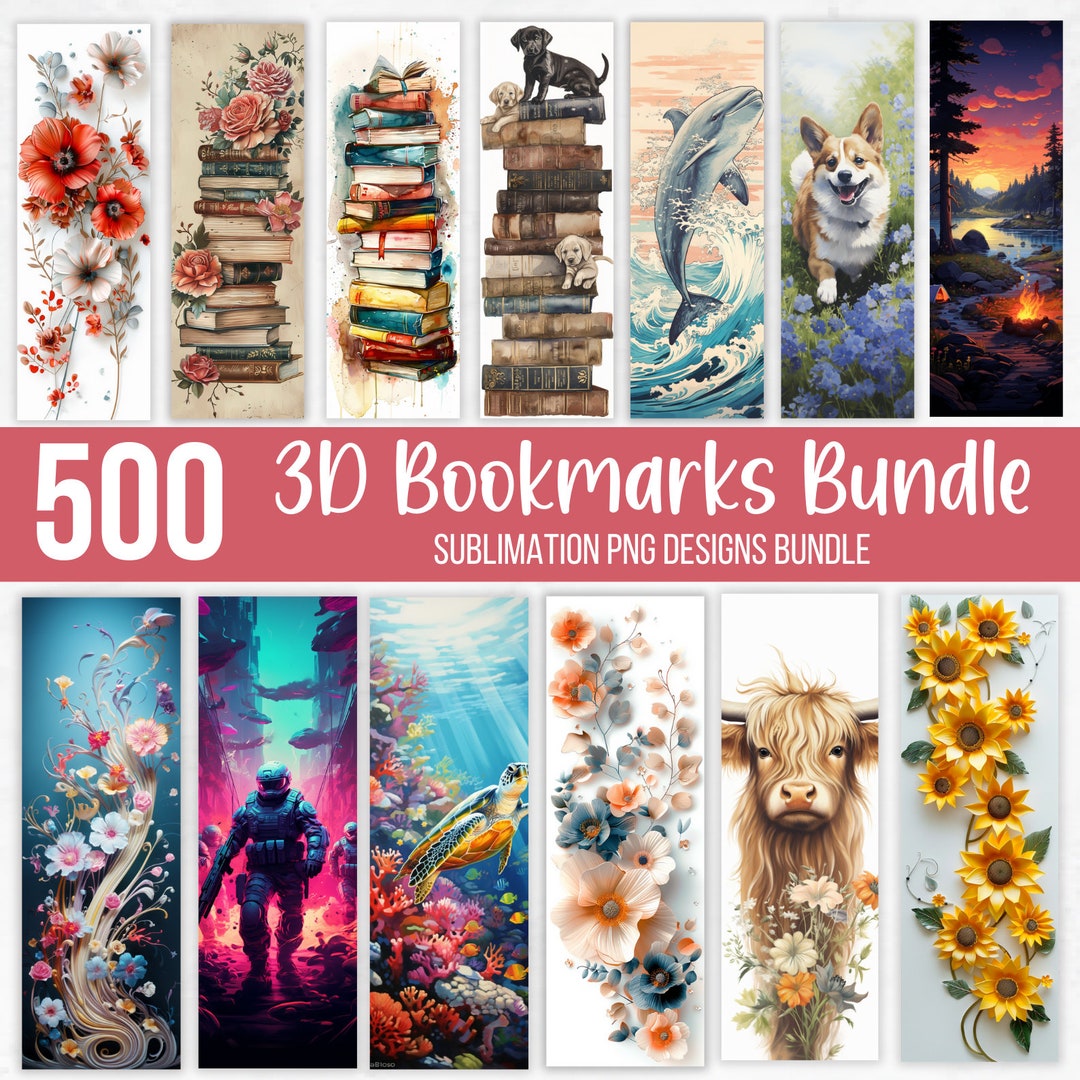 500 Bookmark Sublimation Bundle, 3D Flowers Bookmark, Dog Bookmark ...