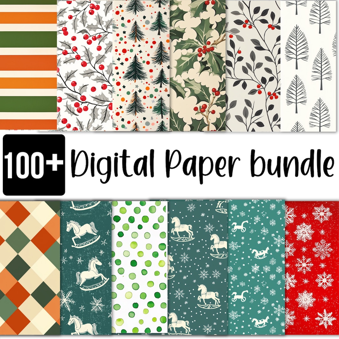 100+ Christmas Digital Paper Bundle, Holiday Scrapbook Papers ...