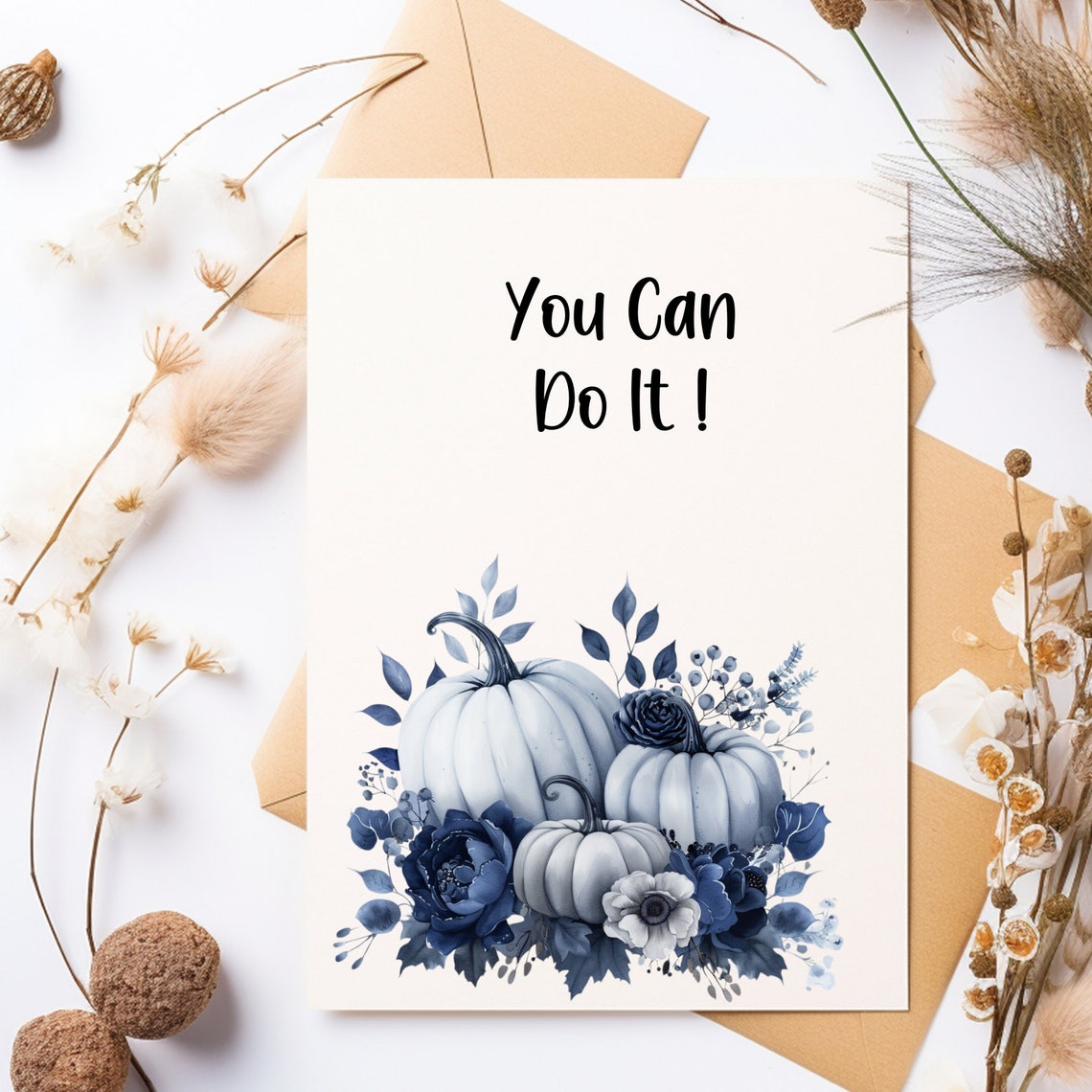 70 Watercolor Blue Fall Clipart Bundle, Floral Blue Pumpkin Png, Autumn ...