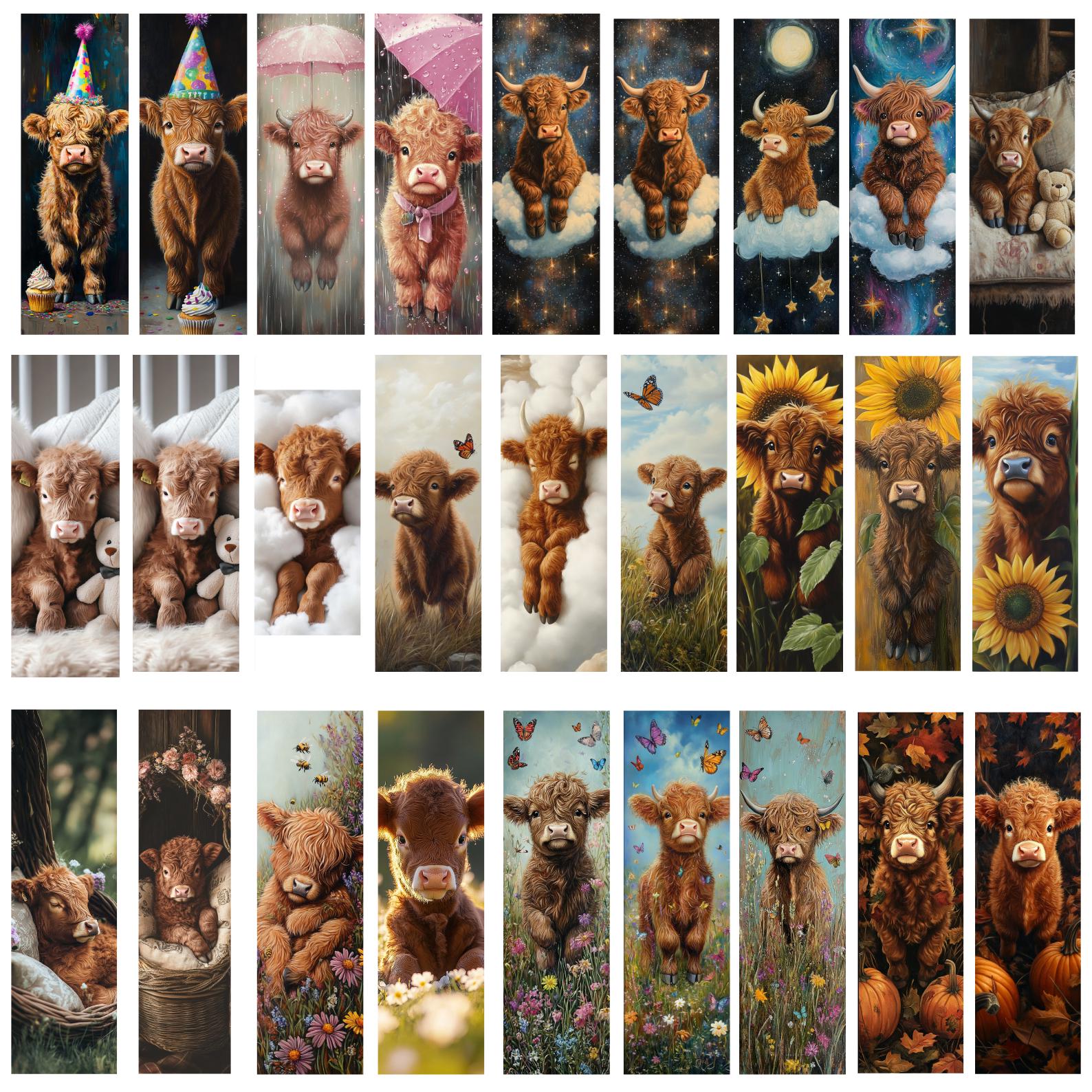 130+ Highland Bookmark PNG Bundle, Cow Bookmarks, Watercolor Highland ...