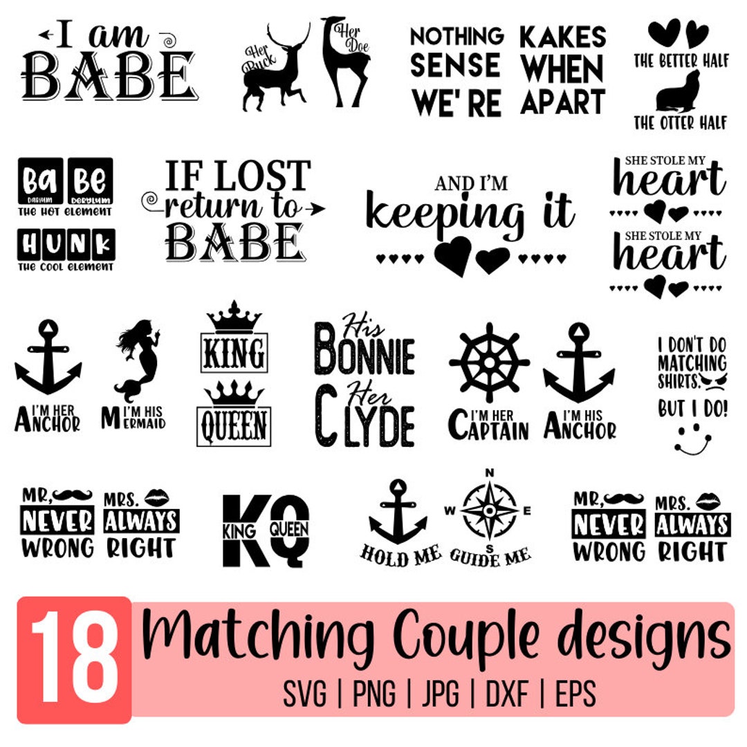 Matching Couple SVG Bundle, Couple SVG Bundle, Husband and Wife, His ...