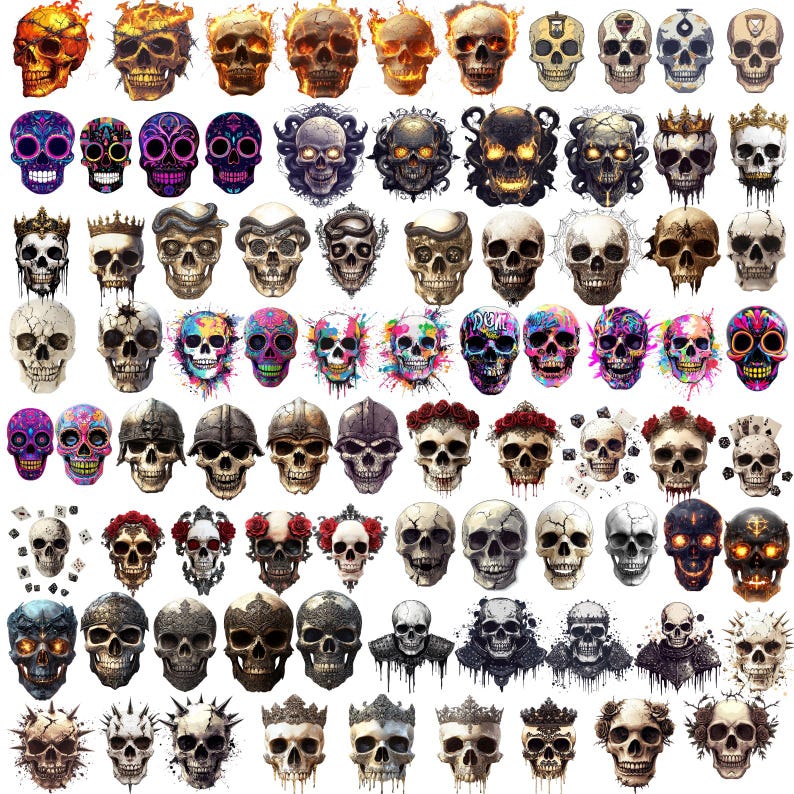 270+ Skull Designs PNG Bundle, Skull Designs With Roses,flaming Skull ...
