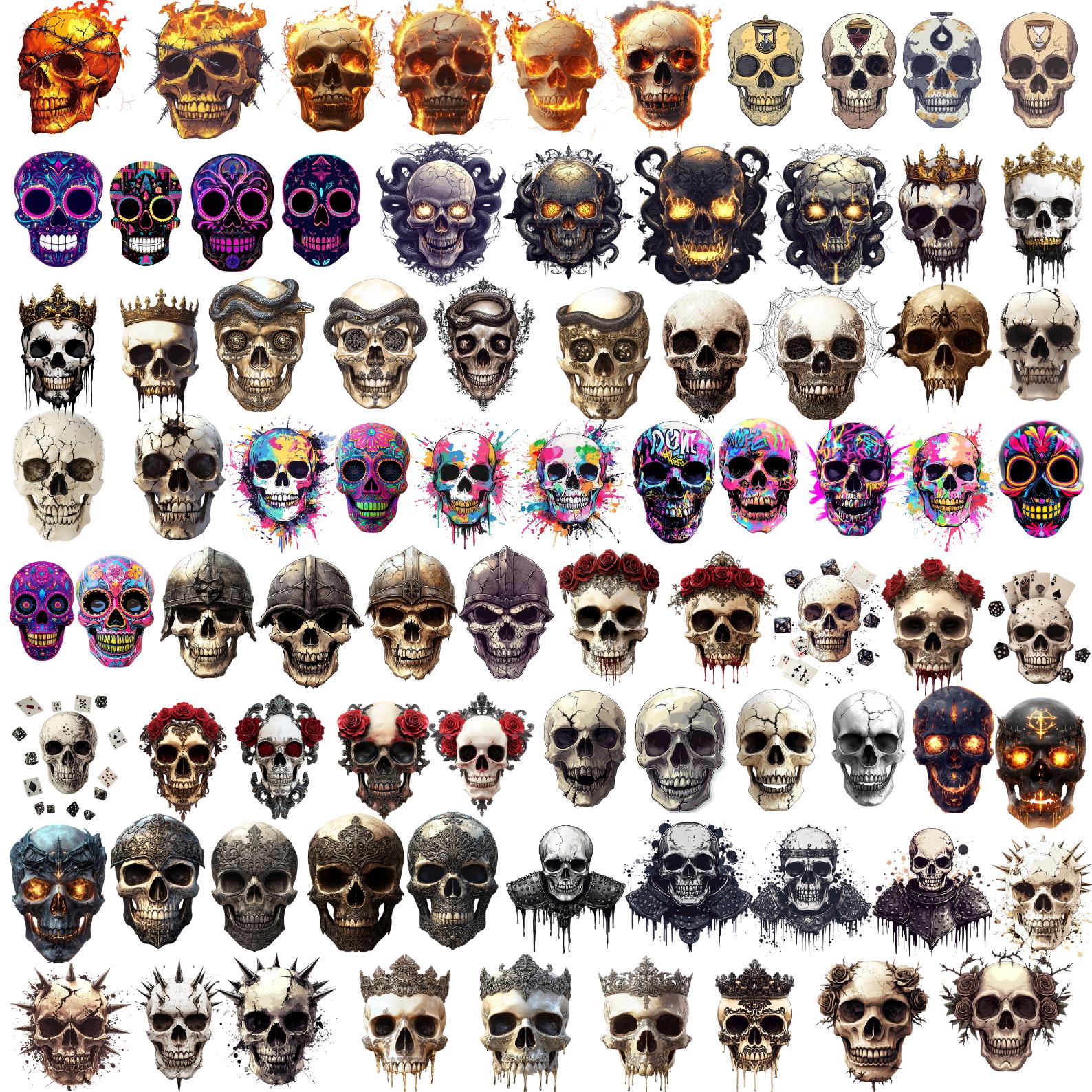 270+ Skull Designs PNG Bundle, Skull Designs With Roses,flaming Skull ...