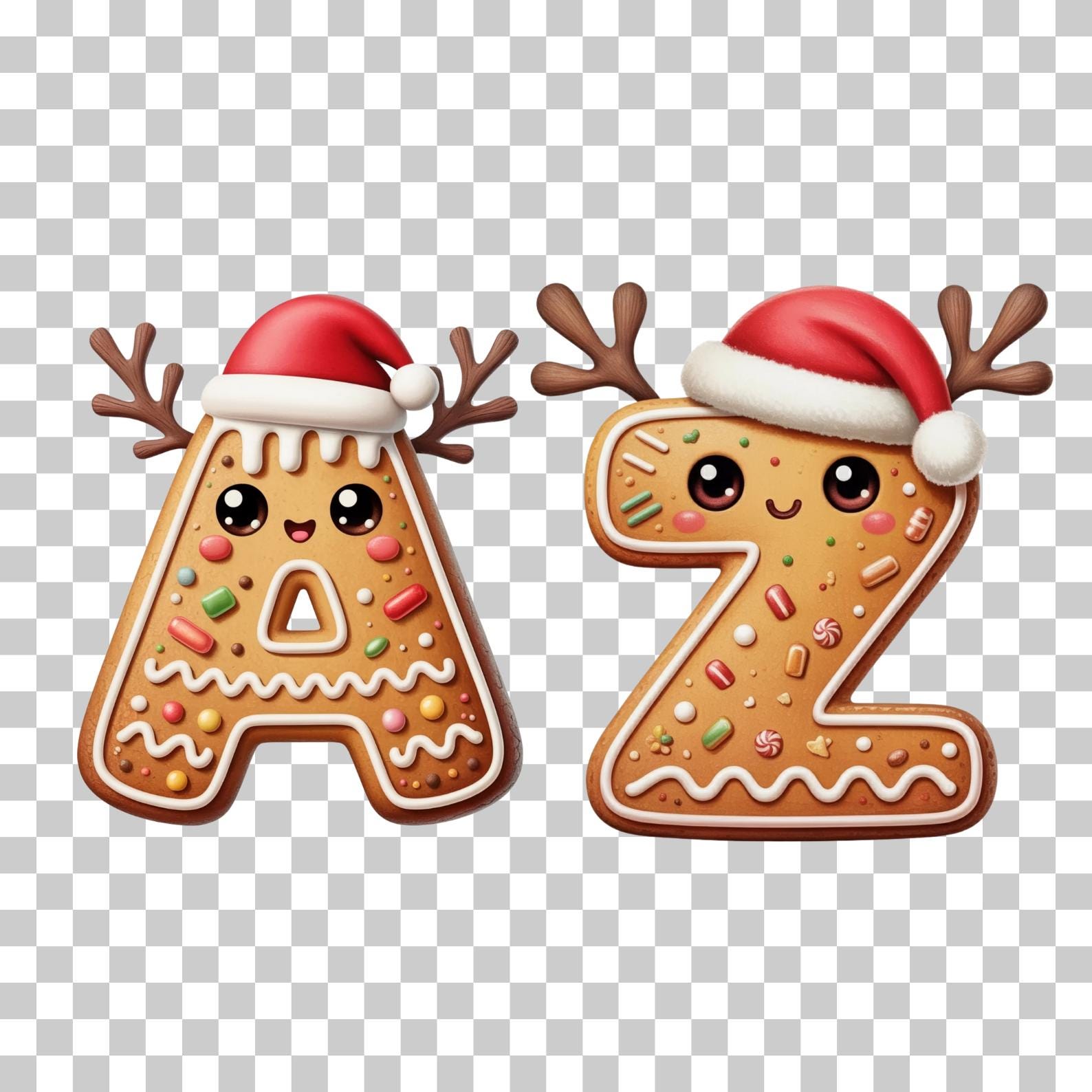 Christmas Alphabet PNG Bundle, Festive Christmas Letters Clipart ...