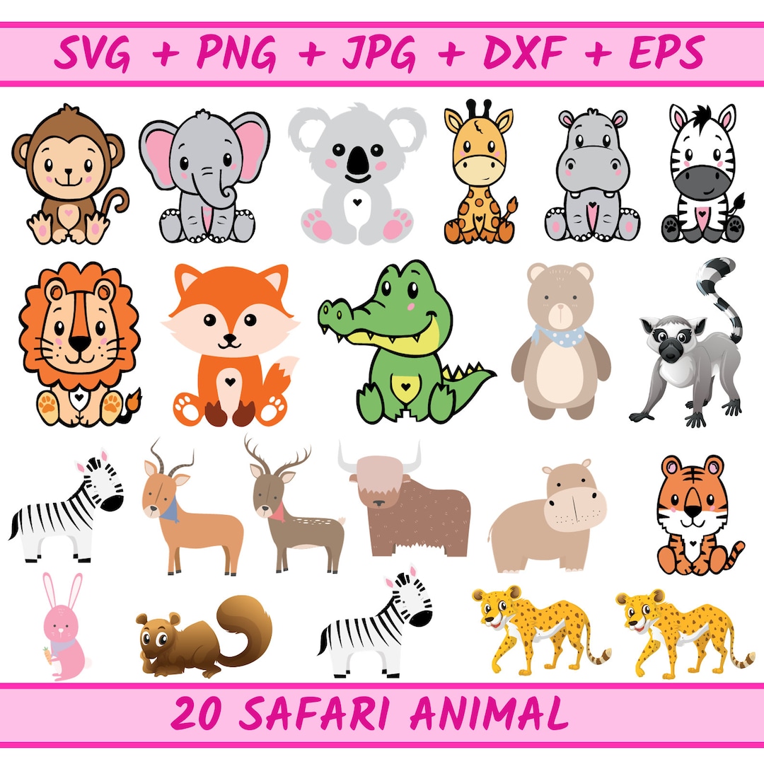 Safari Animals Layered Svg, Cute African Jungle Animal, Jungle Animals ...