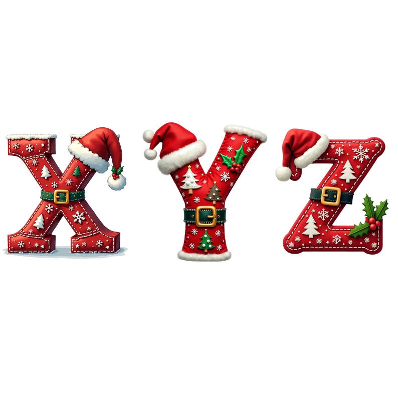 Christmas Alphabet Ornament PNG Bundle, Christmas Letter Ornaments ...