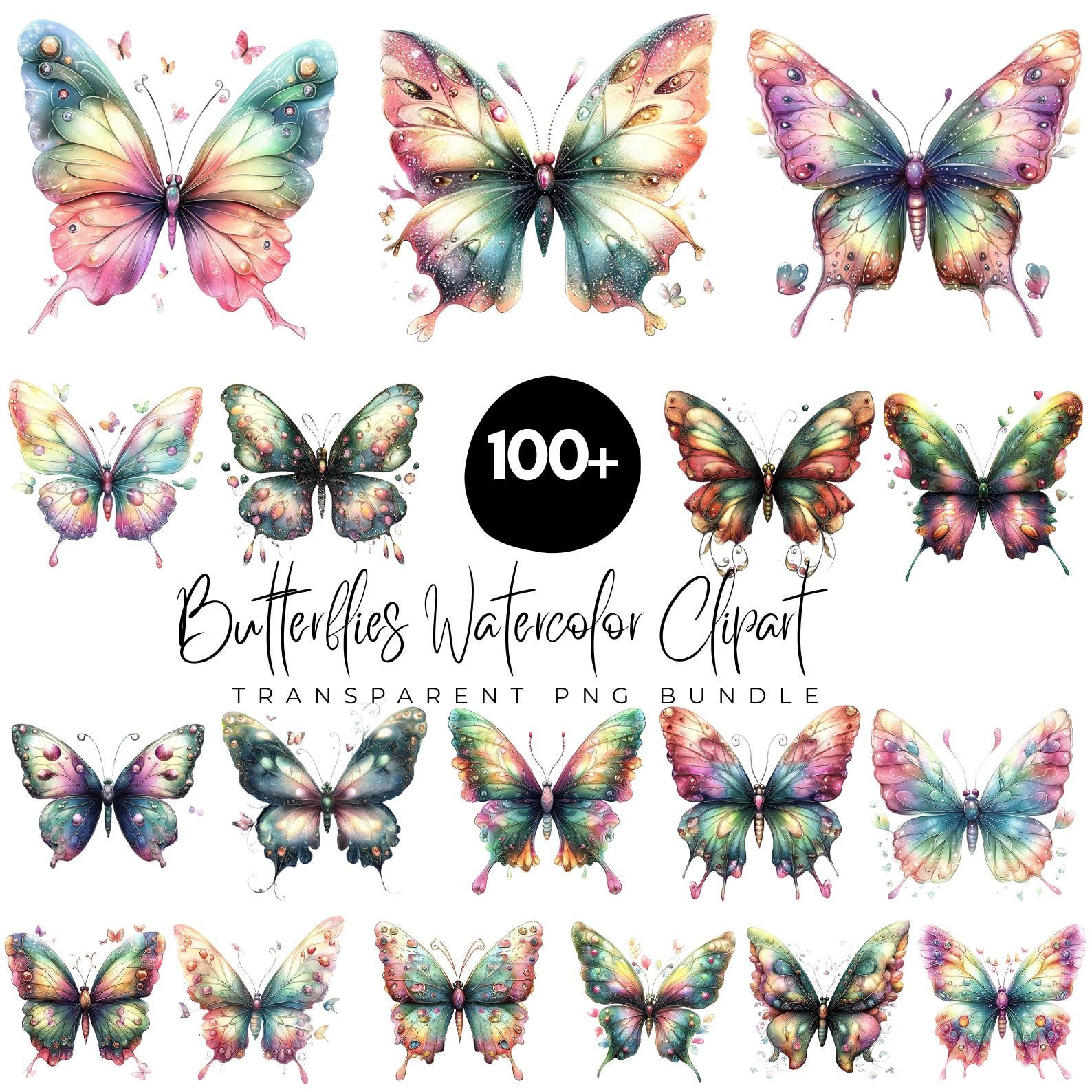 100+ Watercolor Butterflies Clipart, Pastel Butterfly PNG, Colorful ...