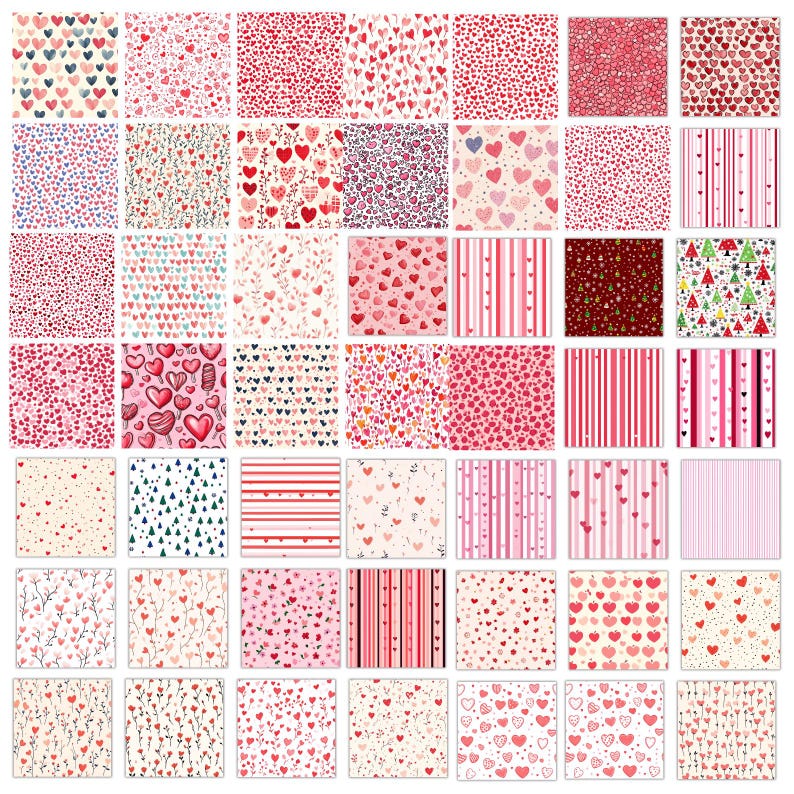 100+ Valentines Themed Digital Papers, Valentine Seamless Digital Paper ...