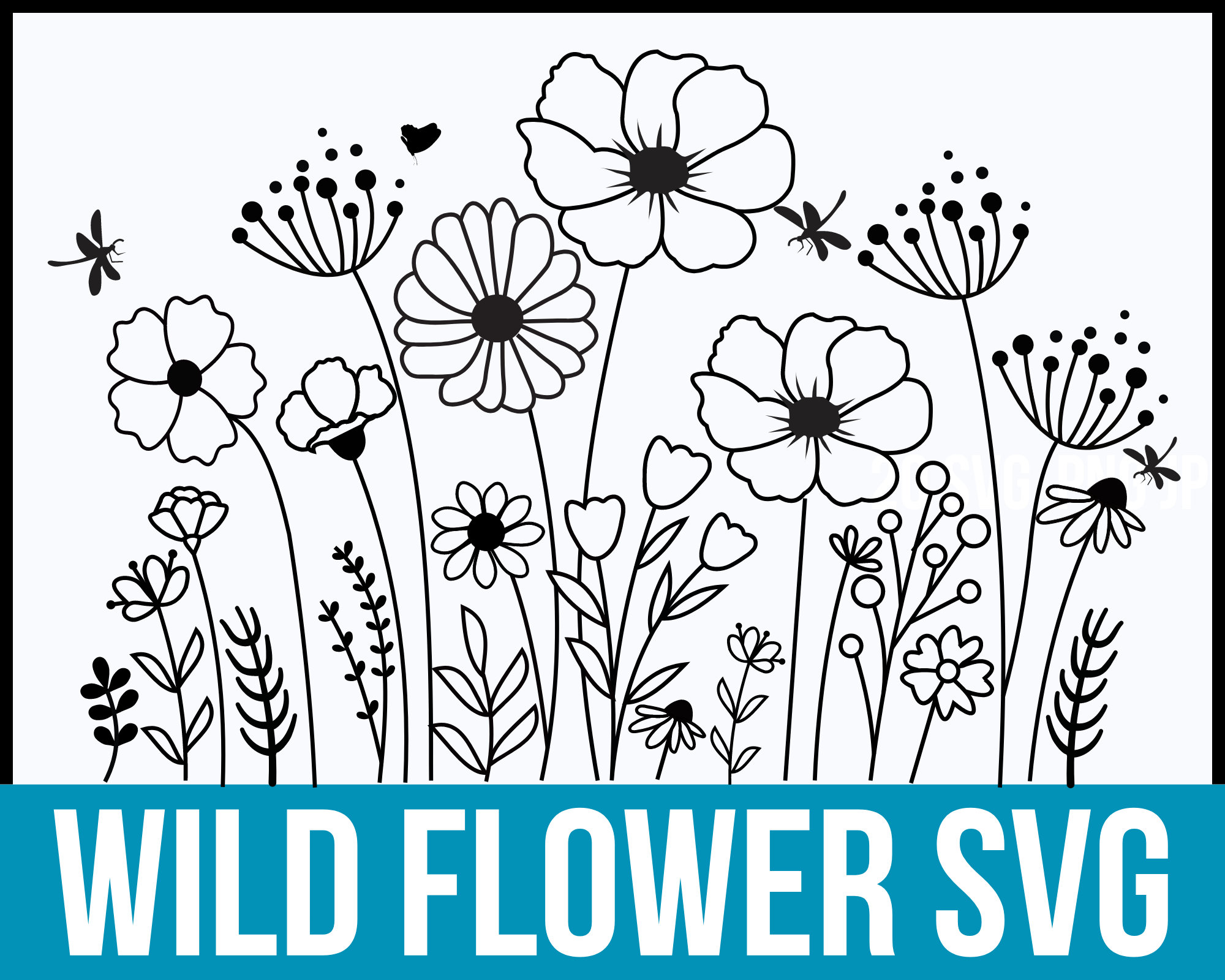 Wildflowers Svg Floral Svg Wild Flower Svg Flower Sketch - Etsy