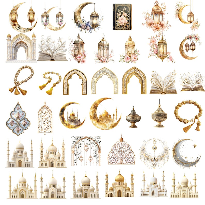 45+ Islamic Clipart Bundle, Mosque & Lantern PNG, Ramadan Eid Digital ...