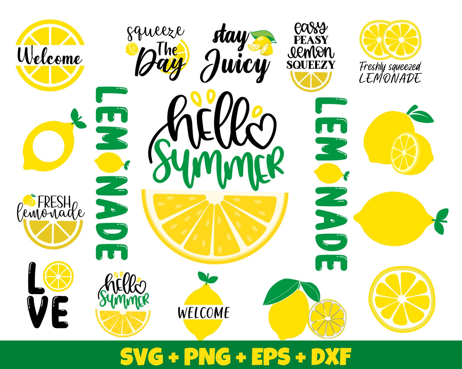 15 Design Lemon Svg Bundle Lemonade Svg Hello Summer Svg - Etsy