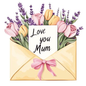 80+ Mothers Day Envelope Clipart, Floral Envelope PNG, Love Mom Letter ...