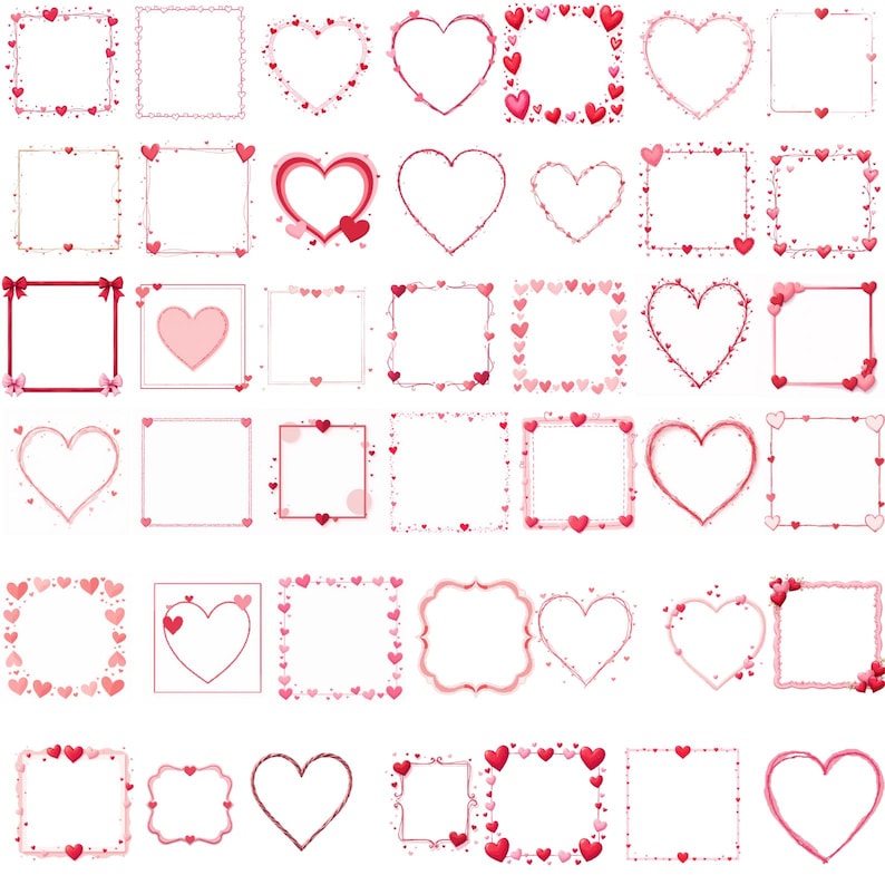 99 Valentine Frames Clipart Bundle,valentines Day Card Frames ...
