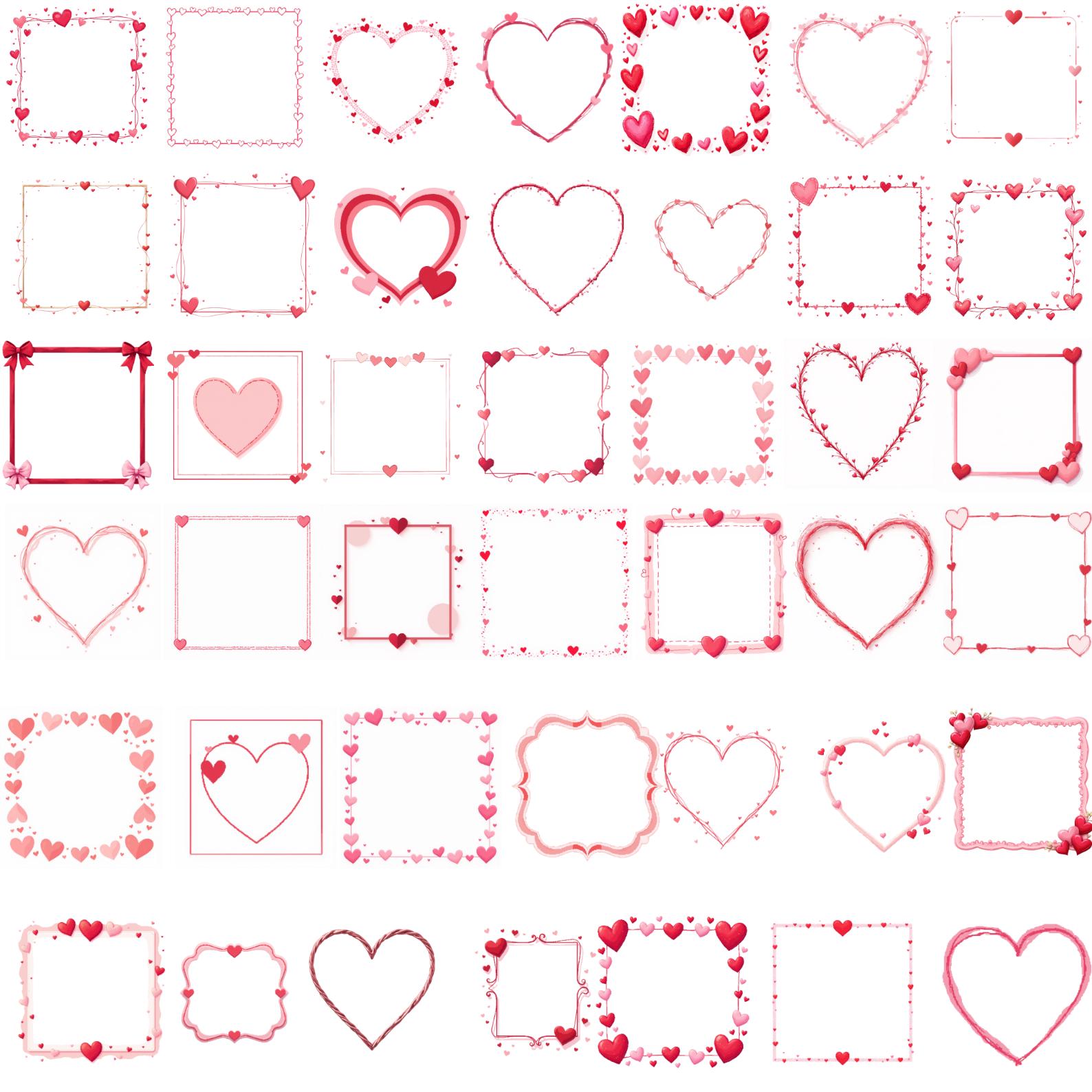 99 Valentine Frames Clipart Bundle,valentines Day Card Frames ...