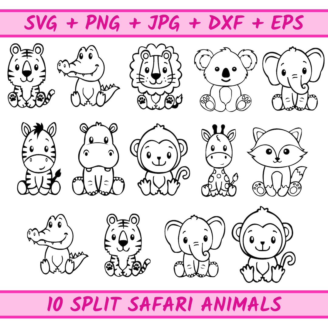 Safari Animals SVG Bundle, Safari Svg, Jungle Animals SVG Set, School ...