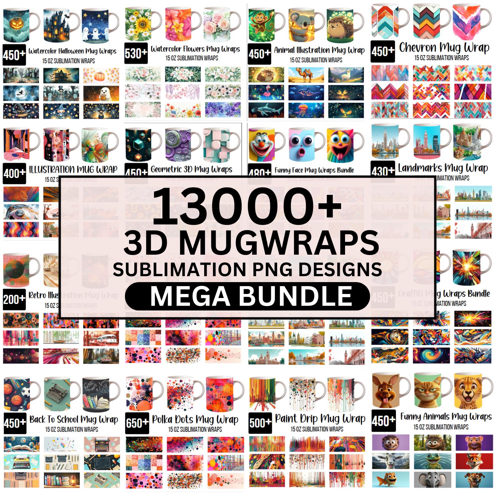 13000+ 3D Mug Wraps Mega Bundle, Abstract, Floral, Animal, Geometric ...